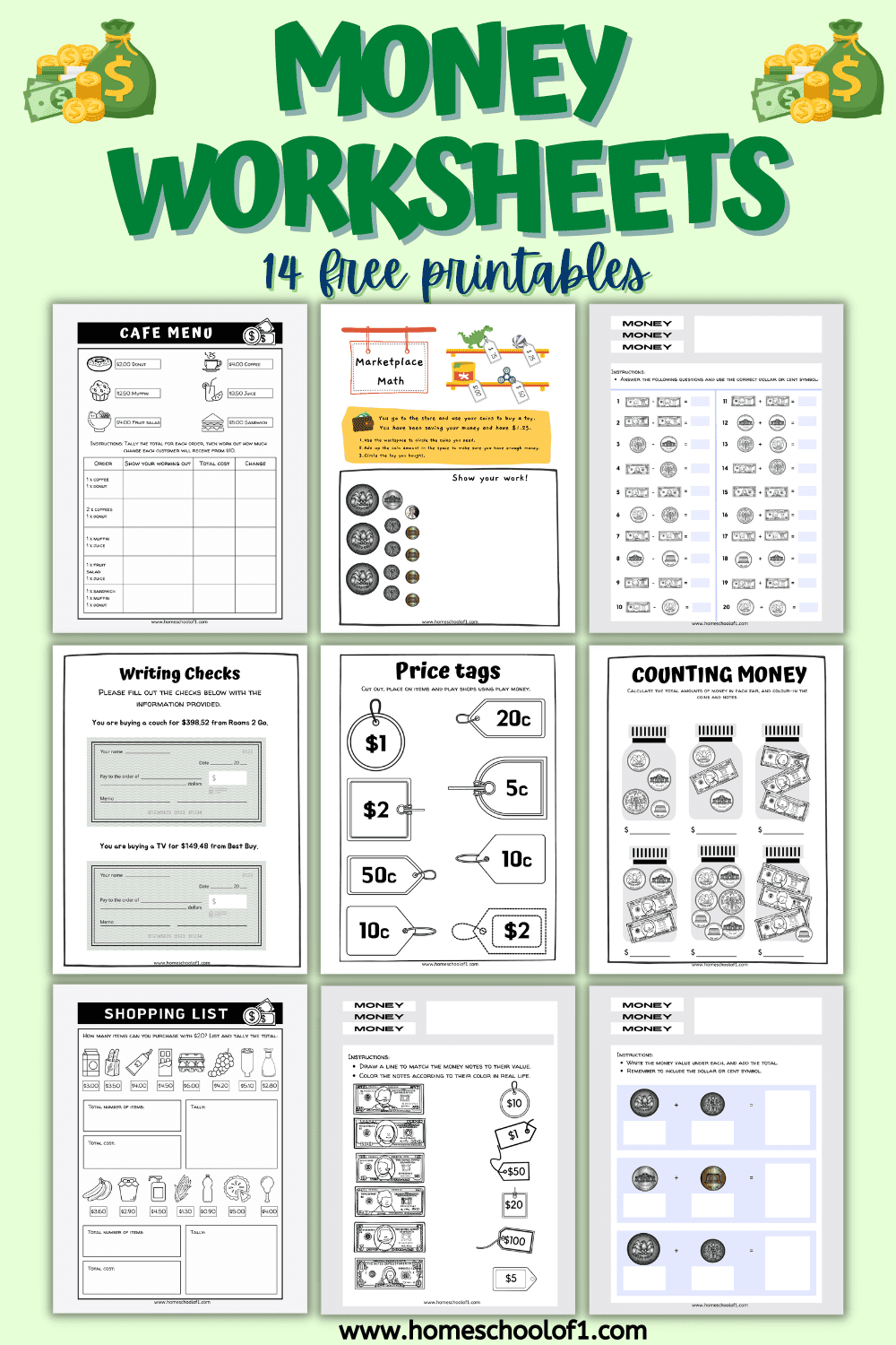 14 Free Money Worksheets For Preschool - 8th Grade