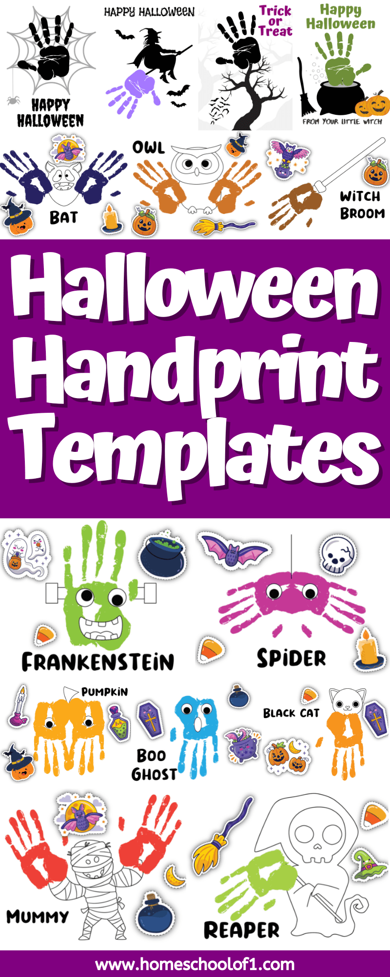 Spooky Mummy Handprint Template (with Free Halloween stickers)