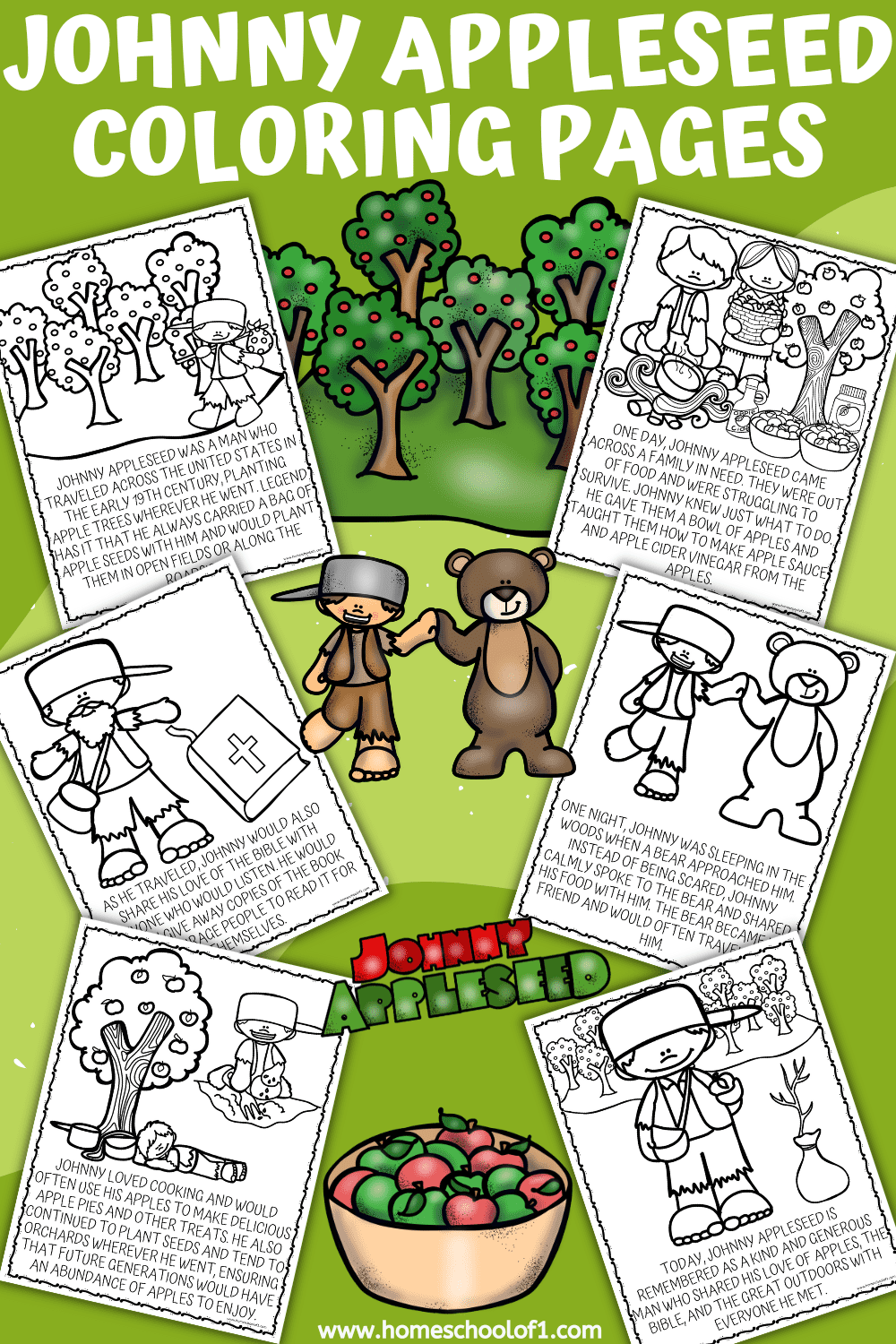 Free Johnny Appleseed Coloring Page for Kids