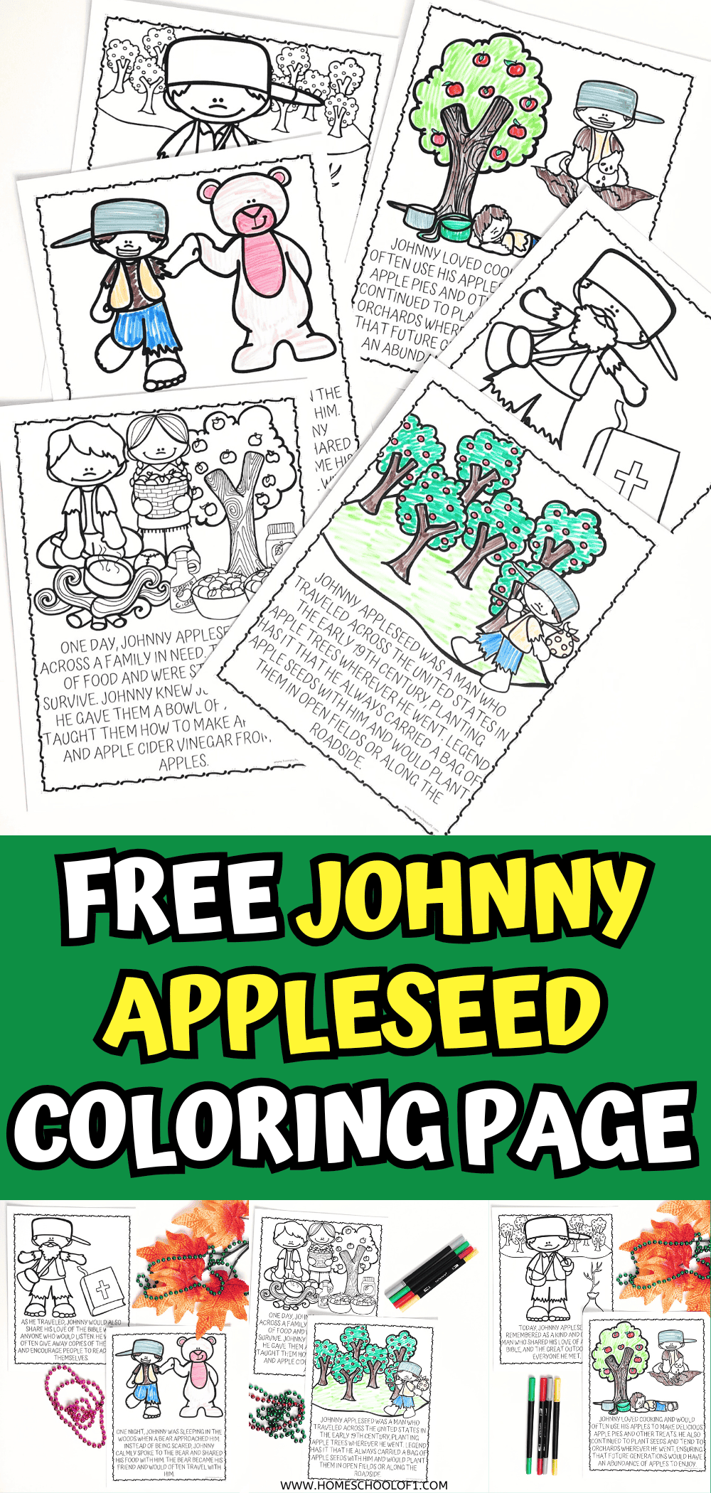 Free Johnny Appleseed Coloring Page for Kids