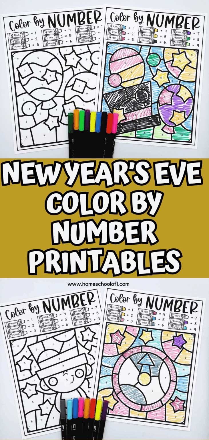 New Year's Color by Number Free Printable