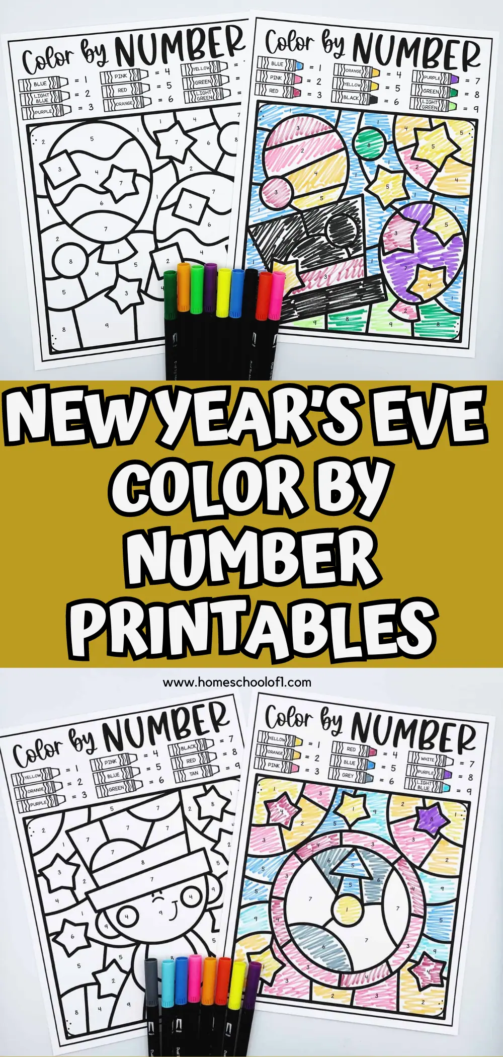 New Year's Color by Number Free Printable