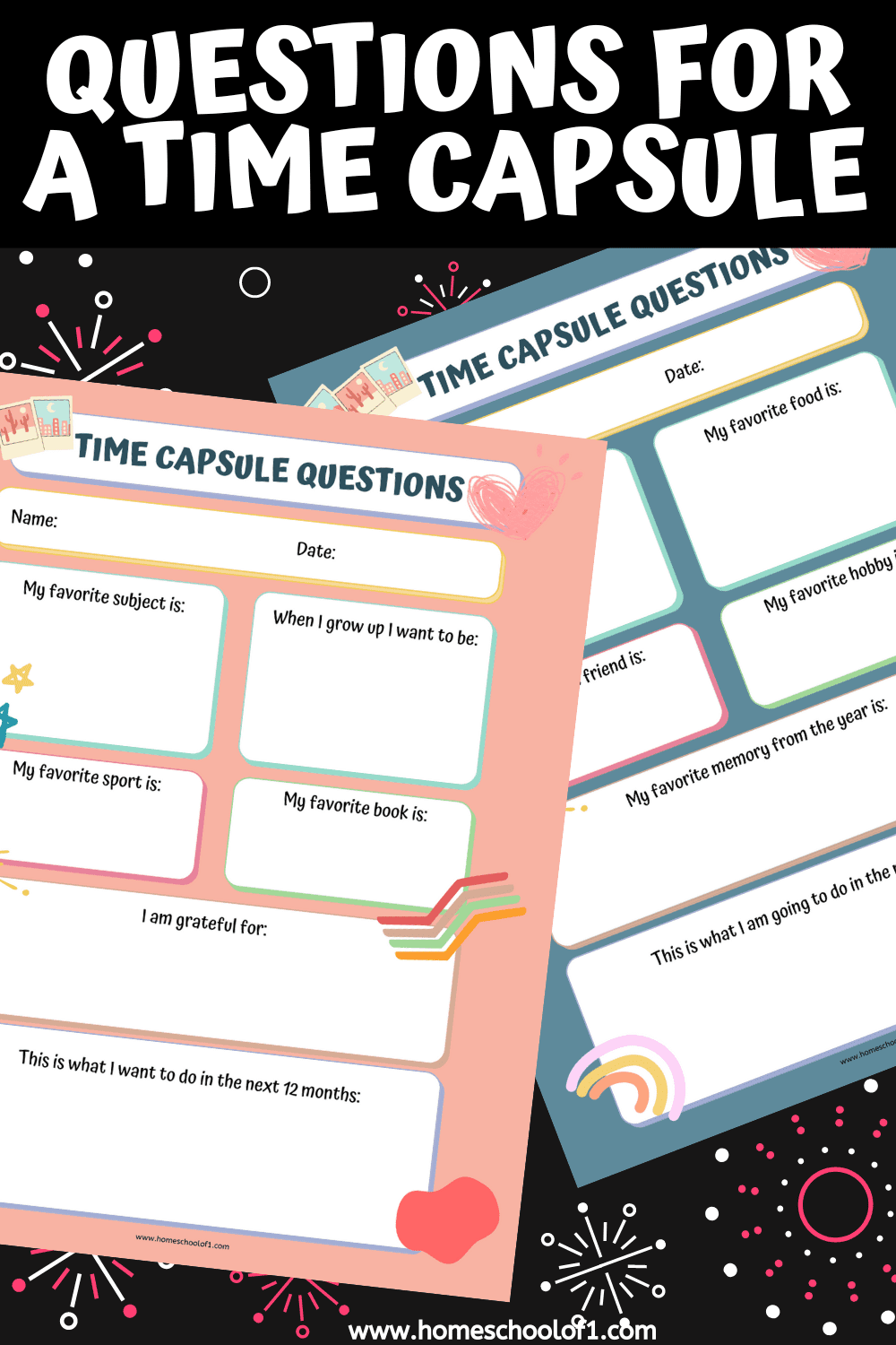 Time Capsule Questions for New Year's Eve (2 Free Printables)