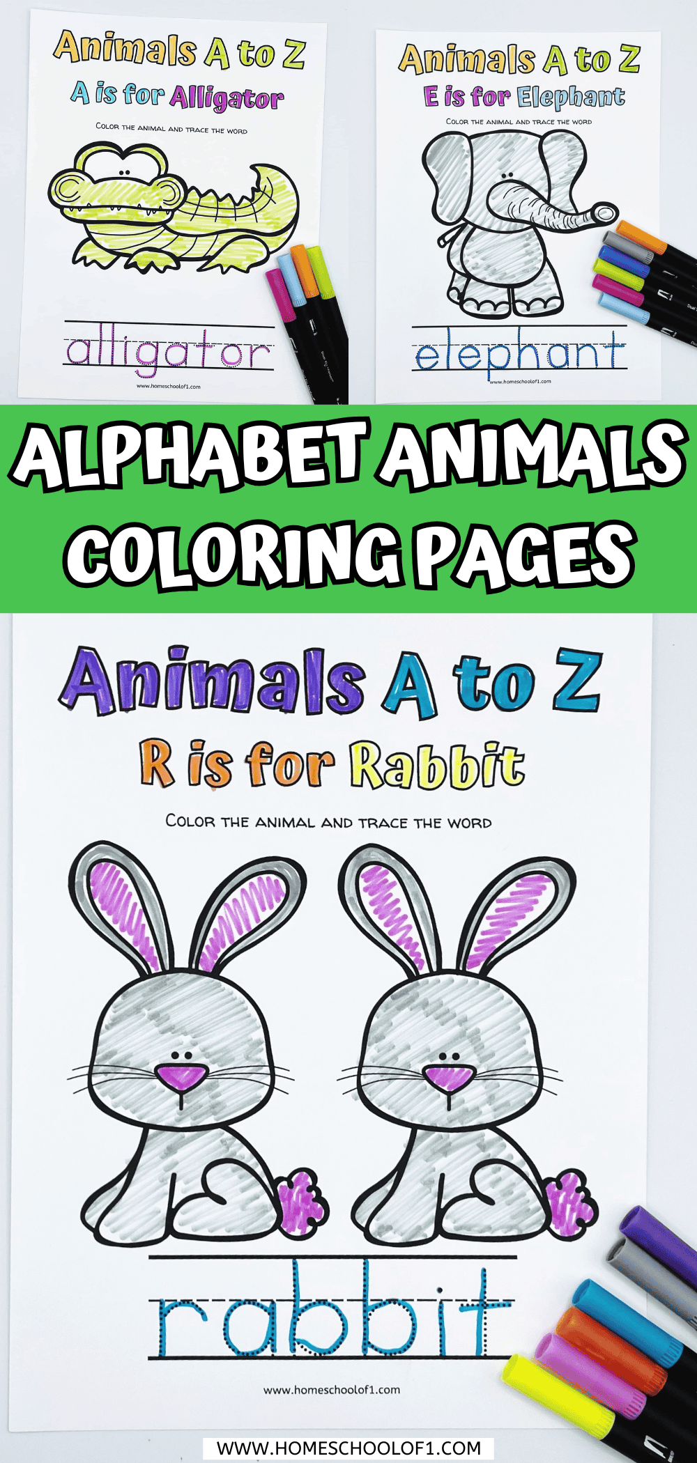 Free Alphabet Animals Coloring Pages for Kids