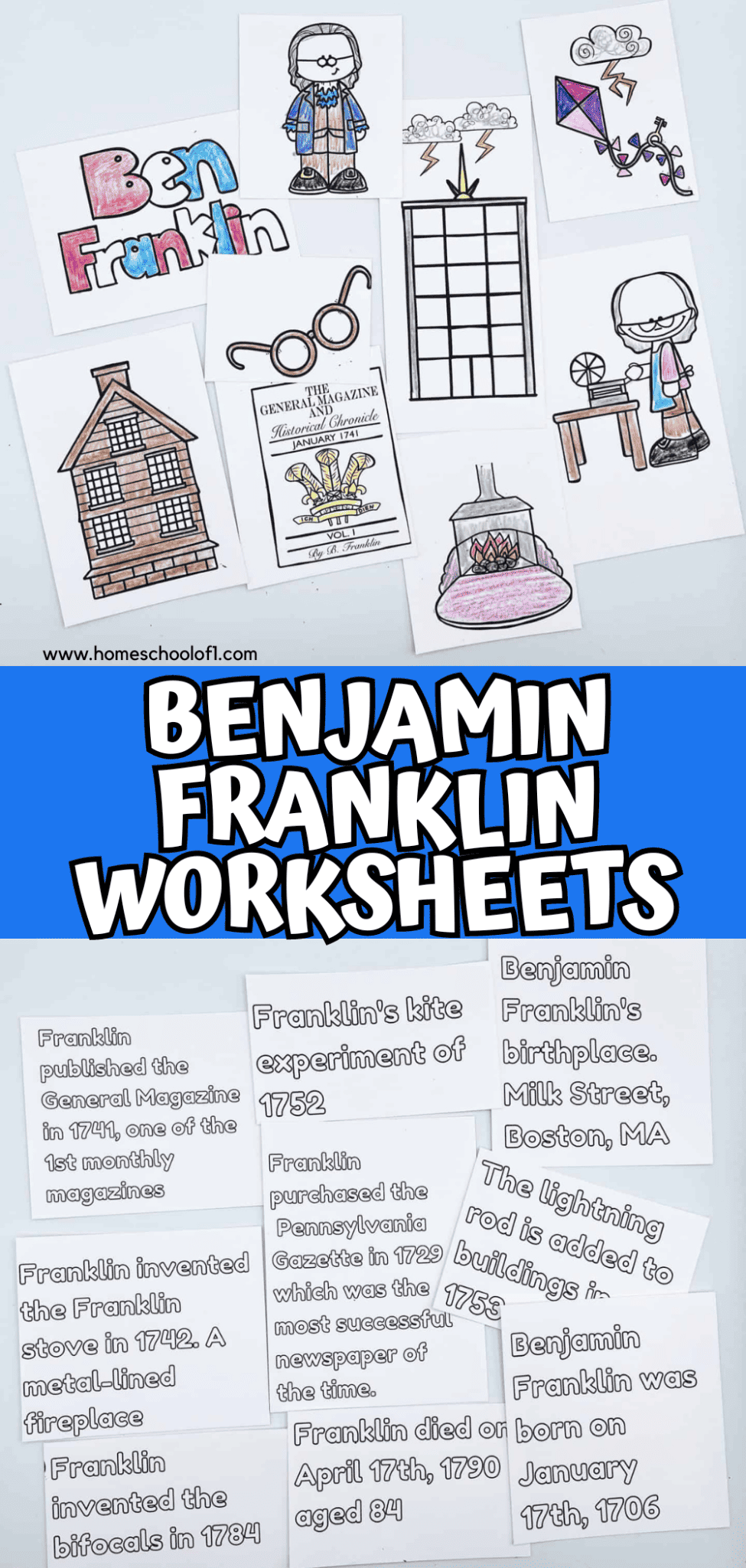 Free Benjamin Franklin Coloring Pages & Timeline Worksheets
