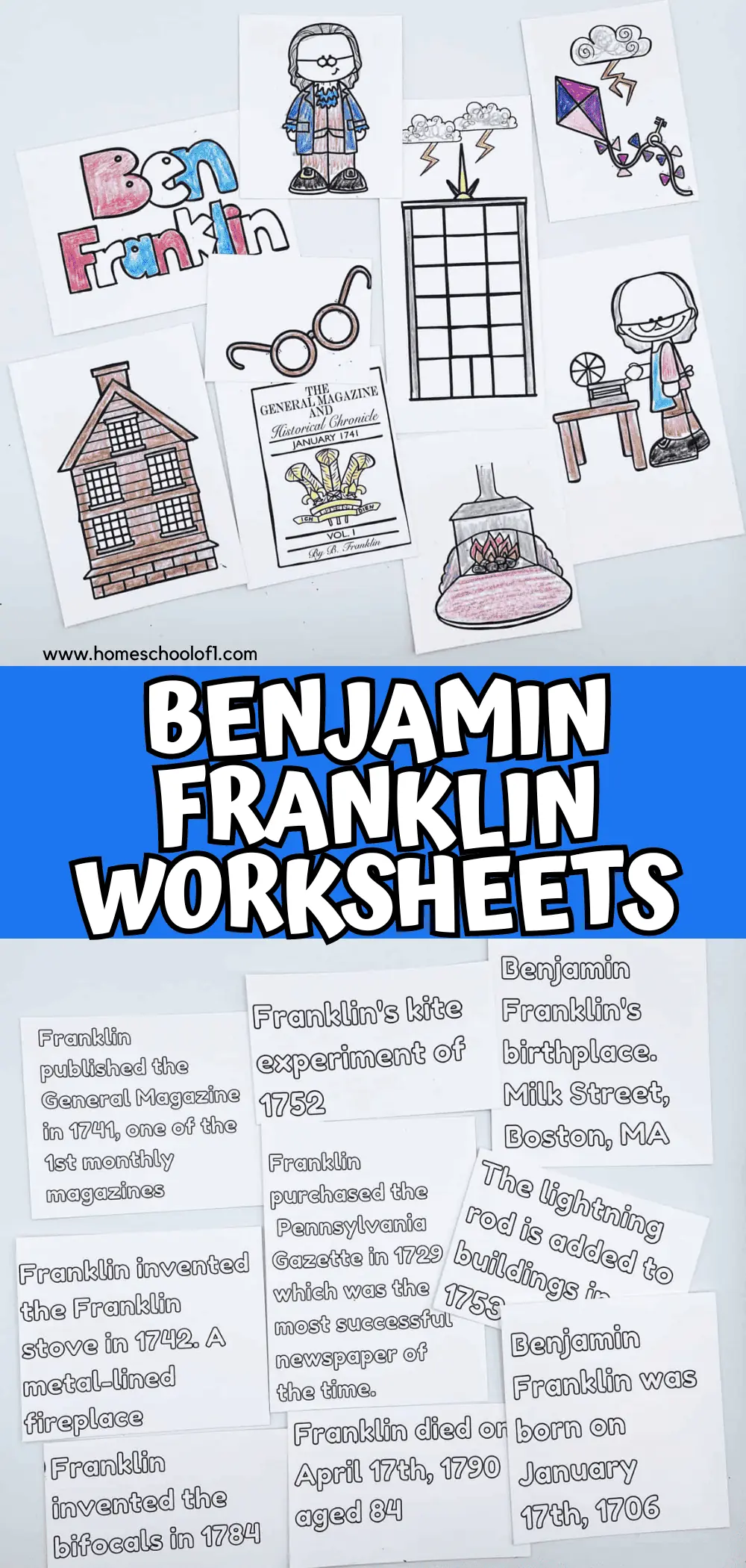 Free Benjamin Franklin Coloring Pages & Timeline Worksheets