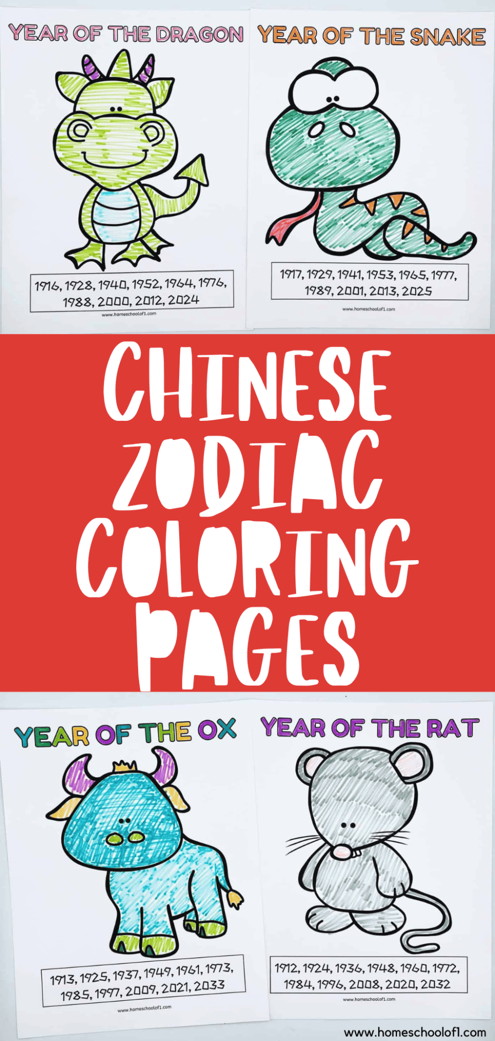 Free Chinese Zodiac Coloring Pages for Kids