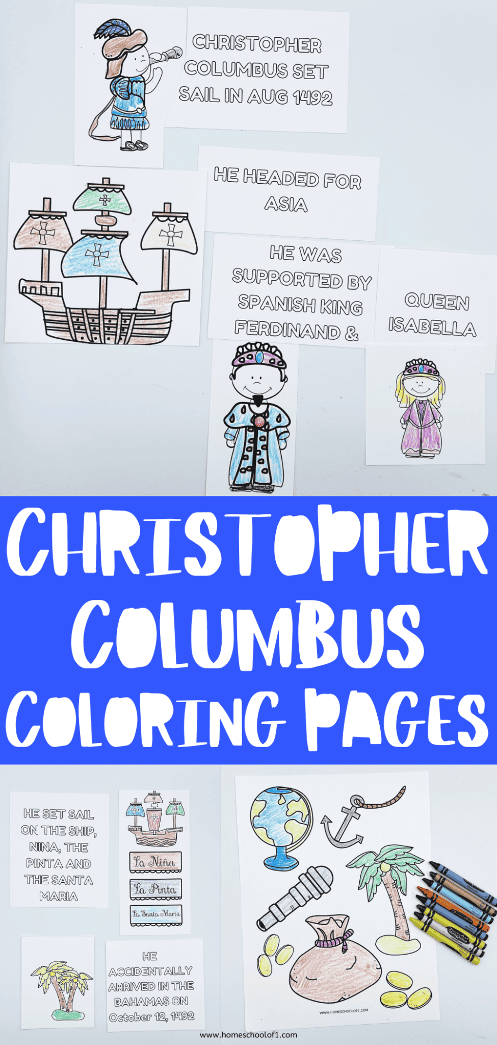 Free Christopher Columbus Coloring Pages & Timeline Fun