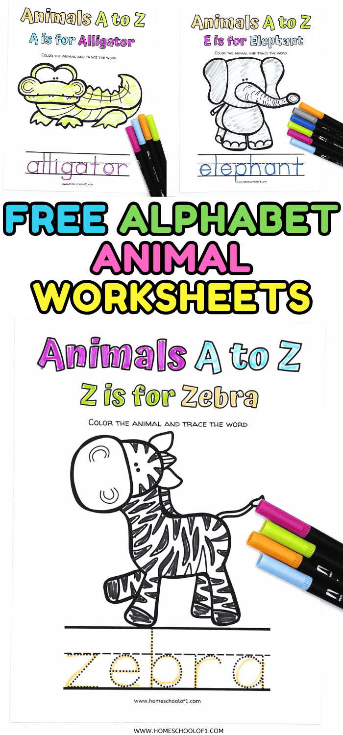 Free Alphabet Animals Coloring Pages for Kids
