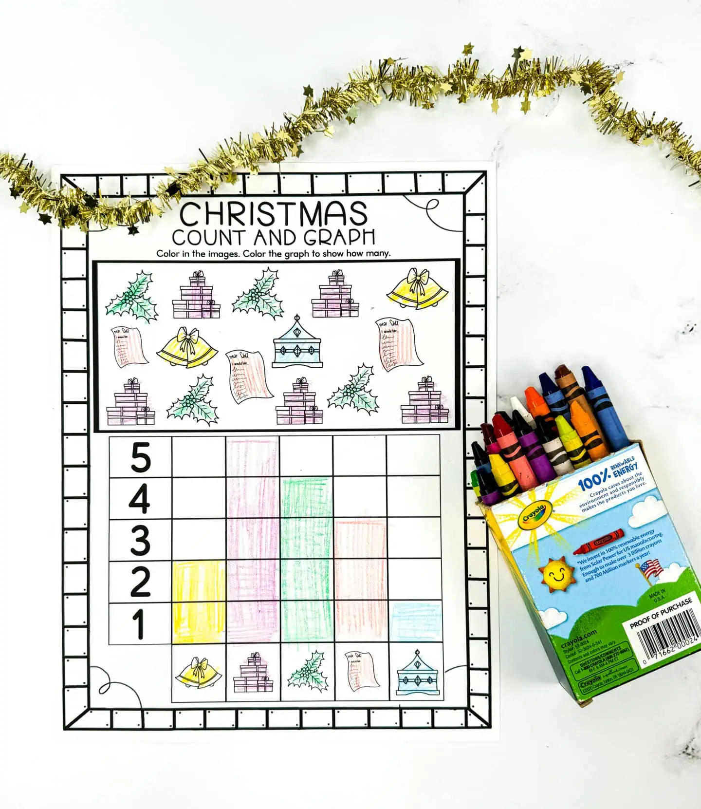 Christmas Graphing Worksheet | Count & Color (3 Free Printables)