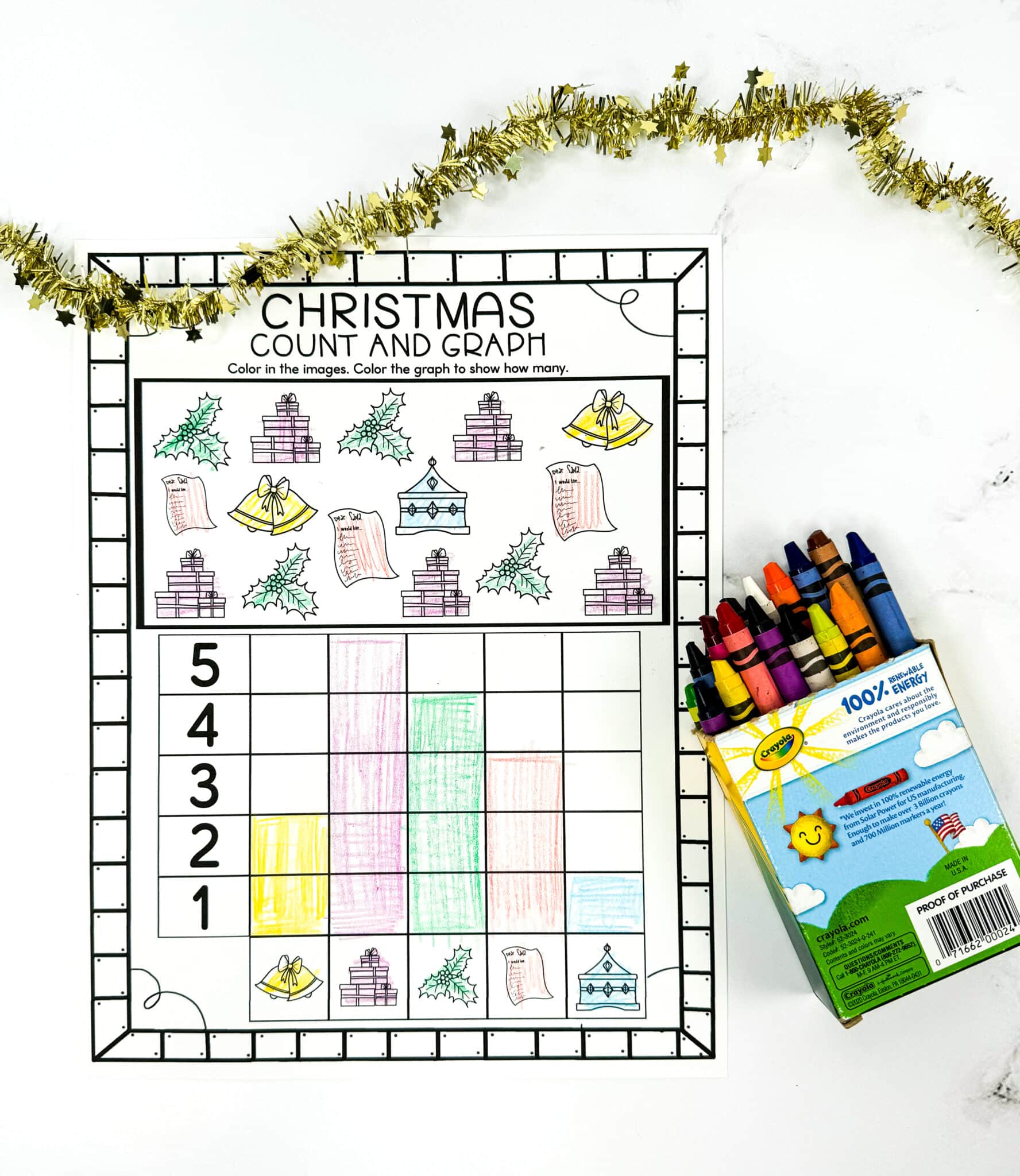 Free Christmas Graphing Worksheets | Count & Color