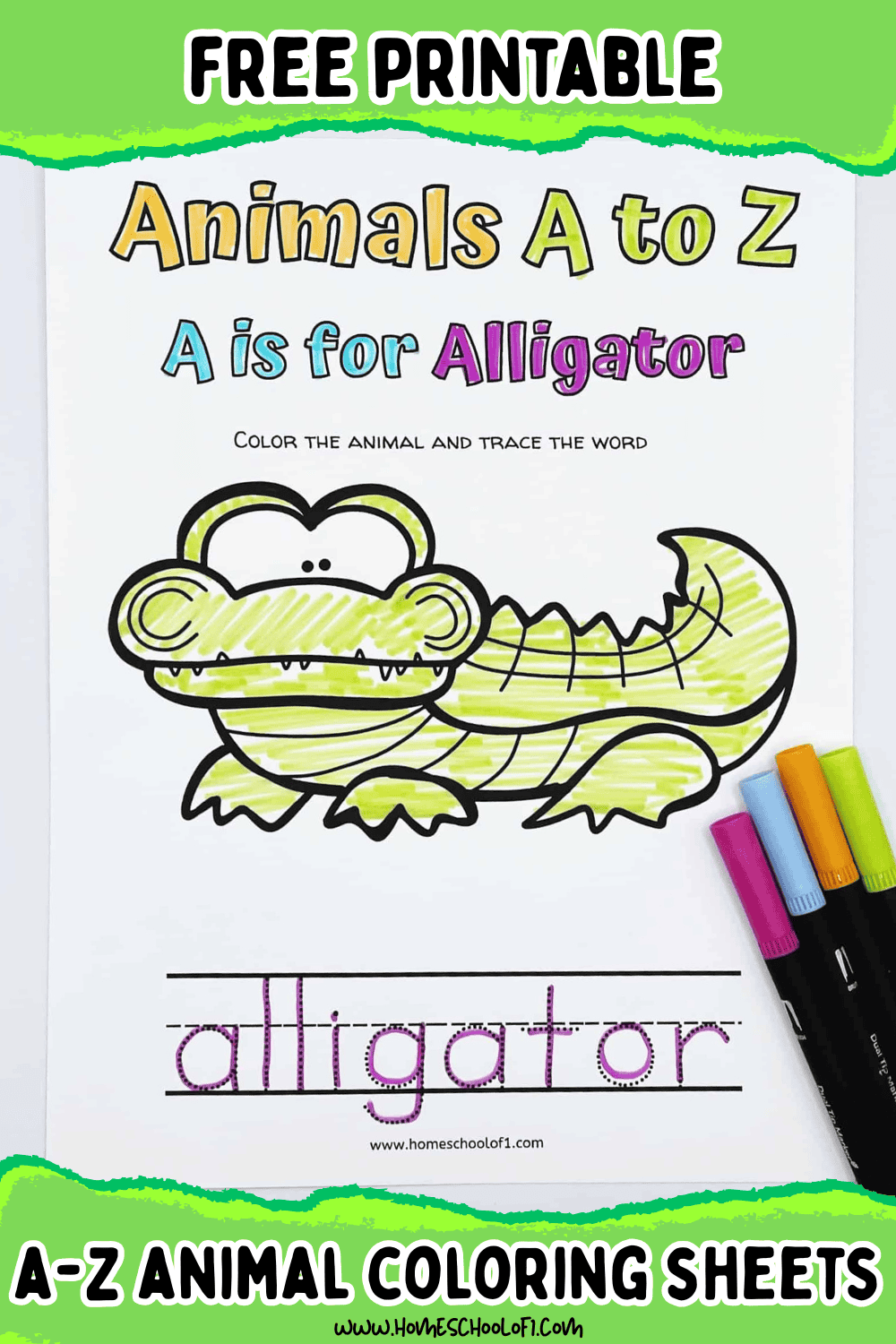 Free Alphabet Animals Coloring Pages for Kids