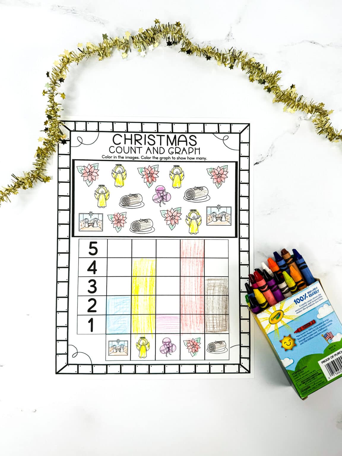 Free Christmas Graphing Worksheets | Count & Color