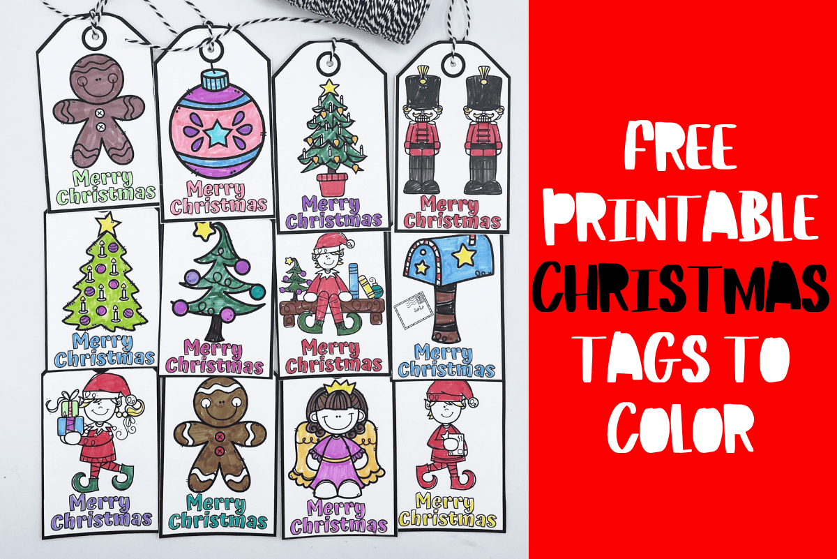 Free Printable Christmas Tags to Color for Kids