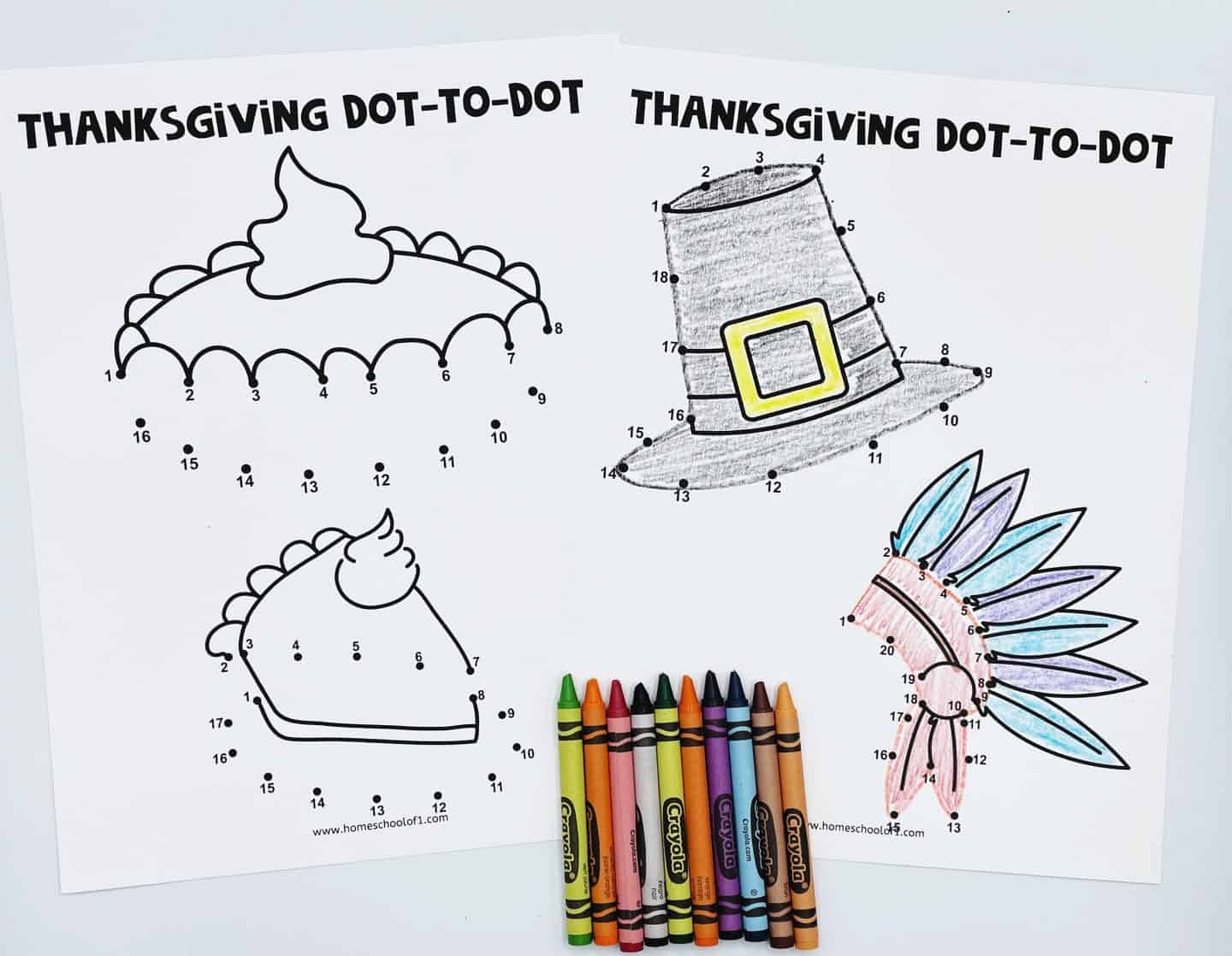 4 Free Thanksgiving Dot to Dot Printables