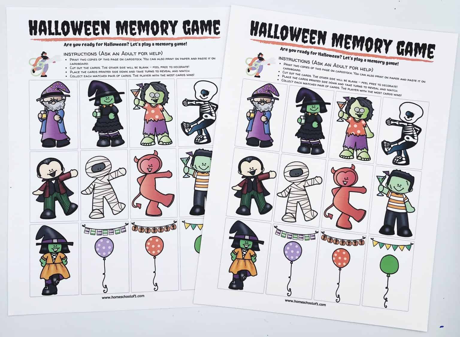 Free Halloween Memory Game Printable