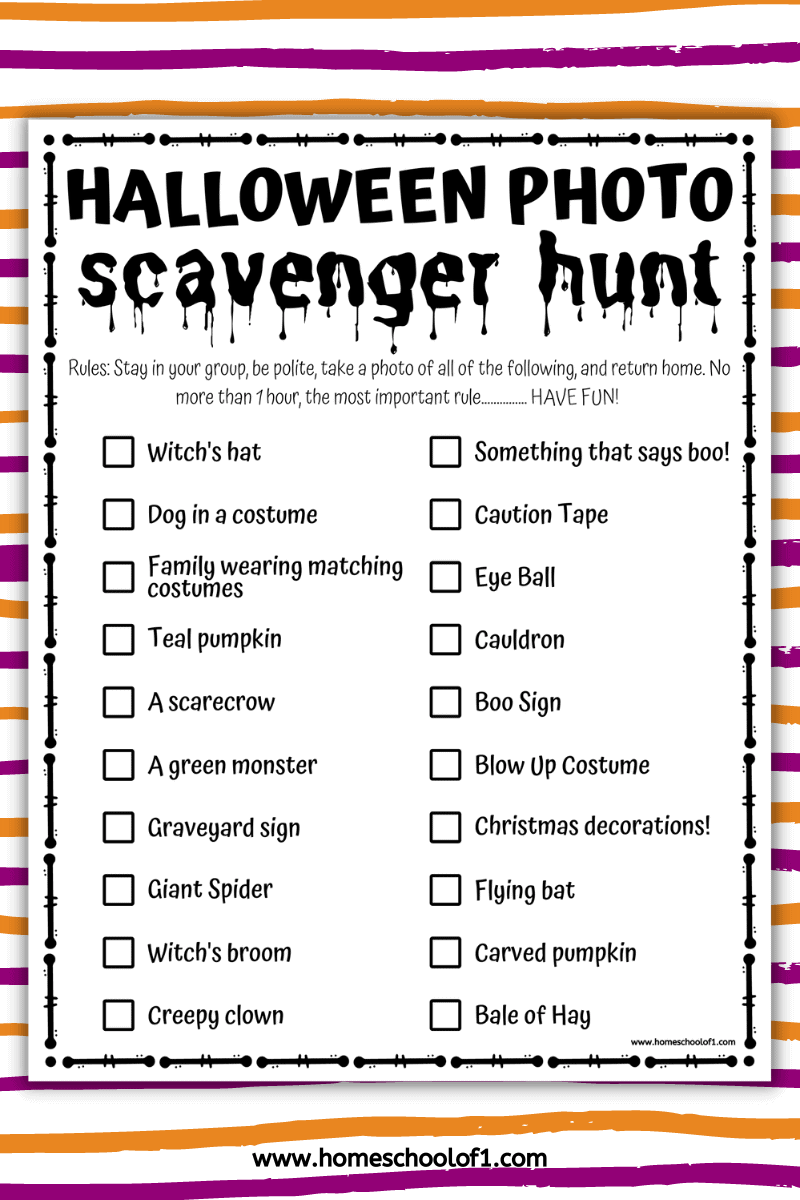 Free Halloween Photo Scavenger Hunt For Teens & Tweens