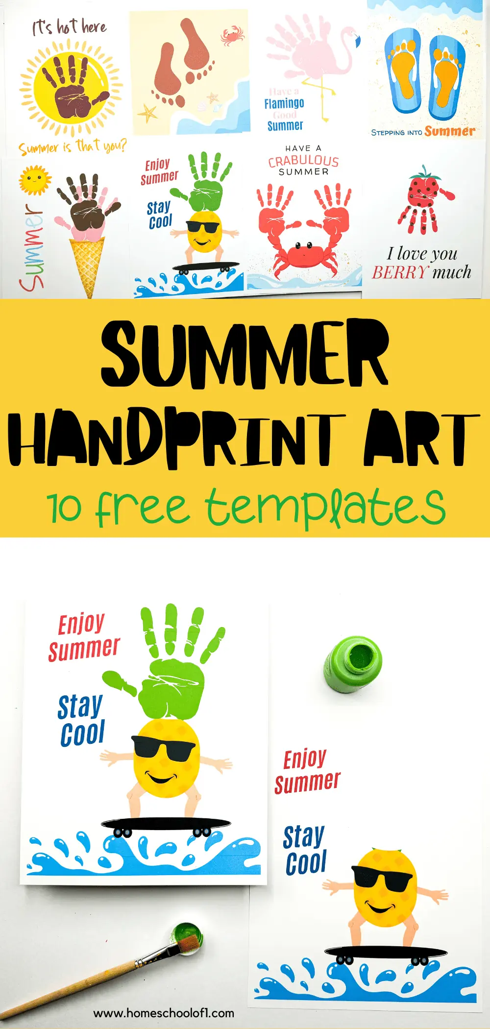 Summer Handprint Art (10 Free Templates)
