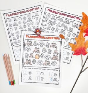 Thanksgiving Counting Worksheets (Free Printables)