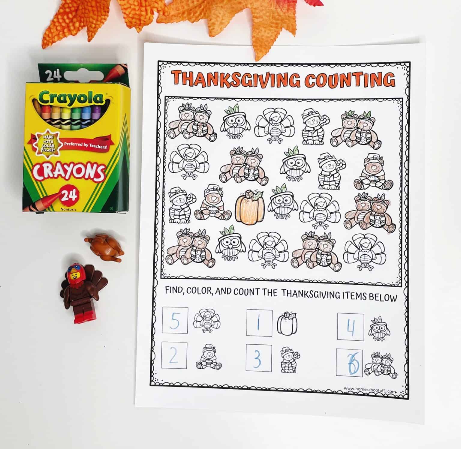 Thanksgiving Counting Worksheets (Free Printables)