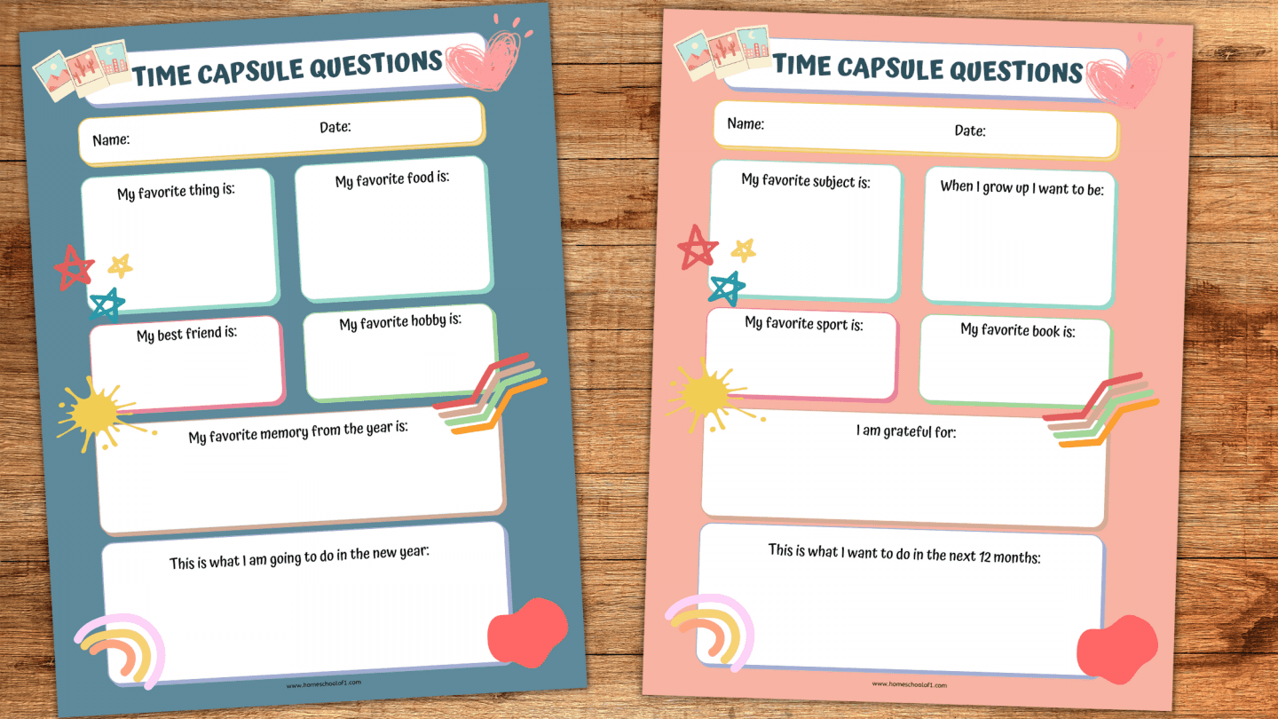 Questions for a Time Capsule Great For New Years Eve