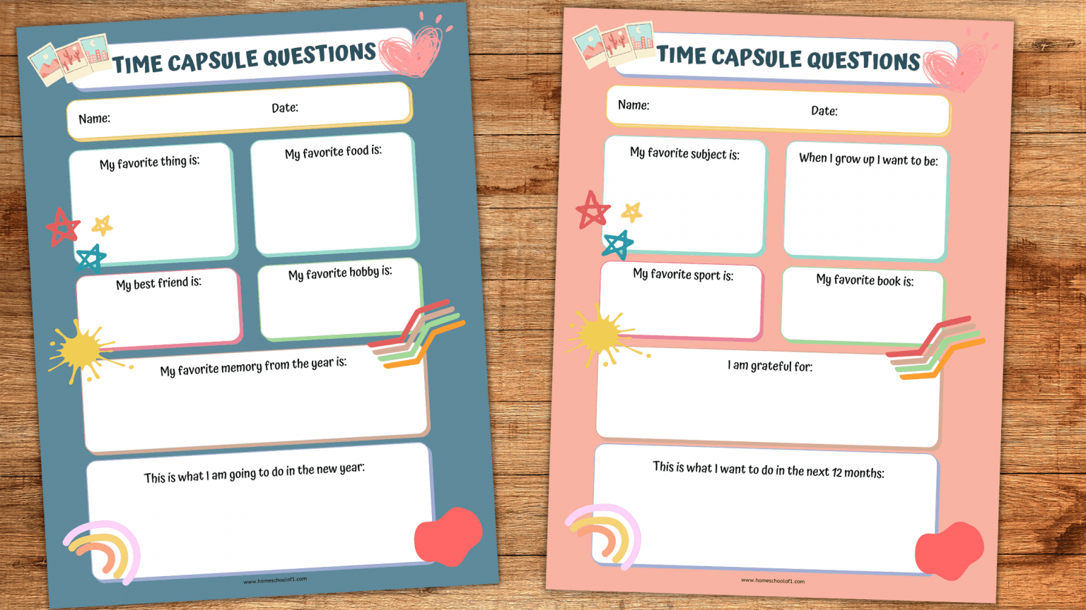 Questions for a Time Capsule Great For New Years Eve