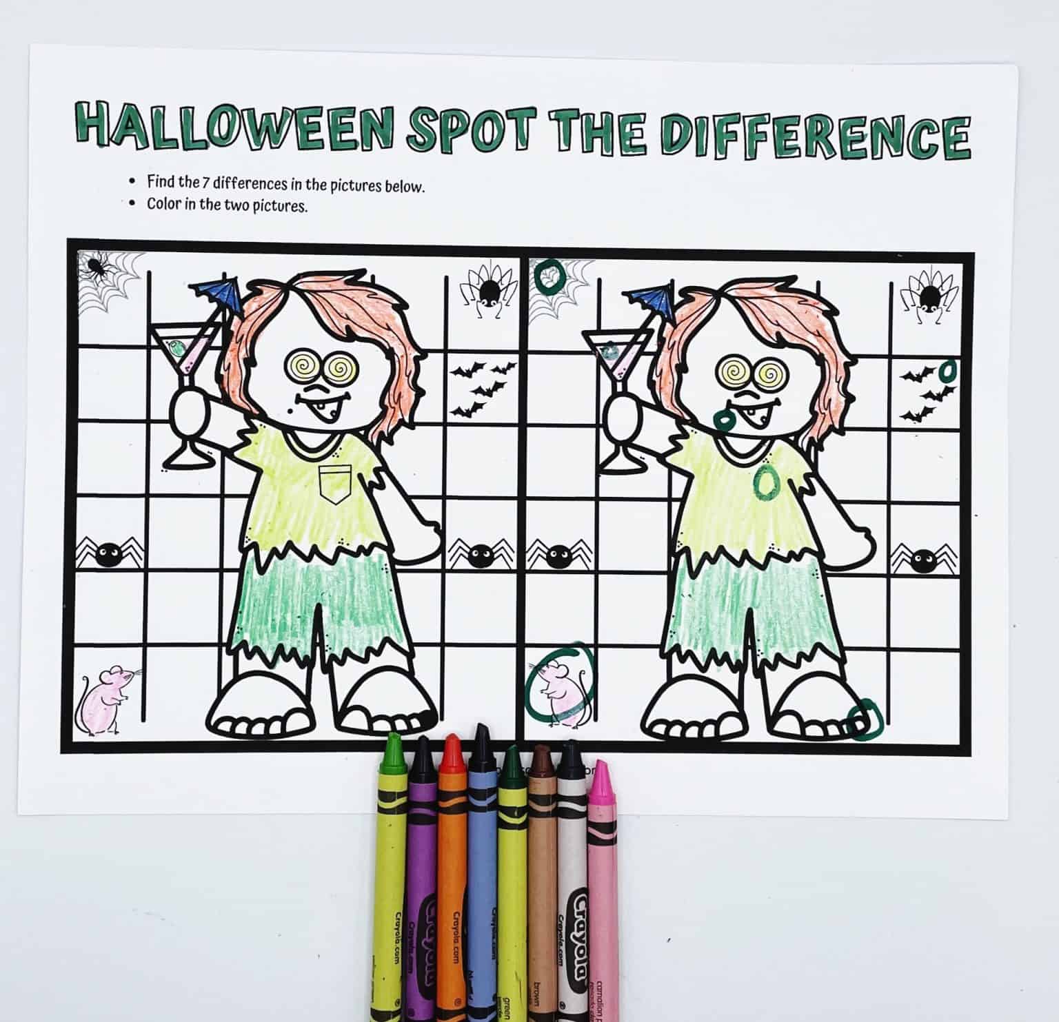 Free Halloween Spot the Difference Printable