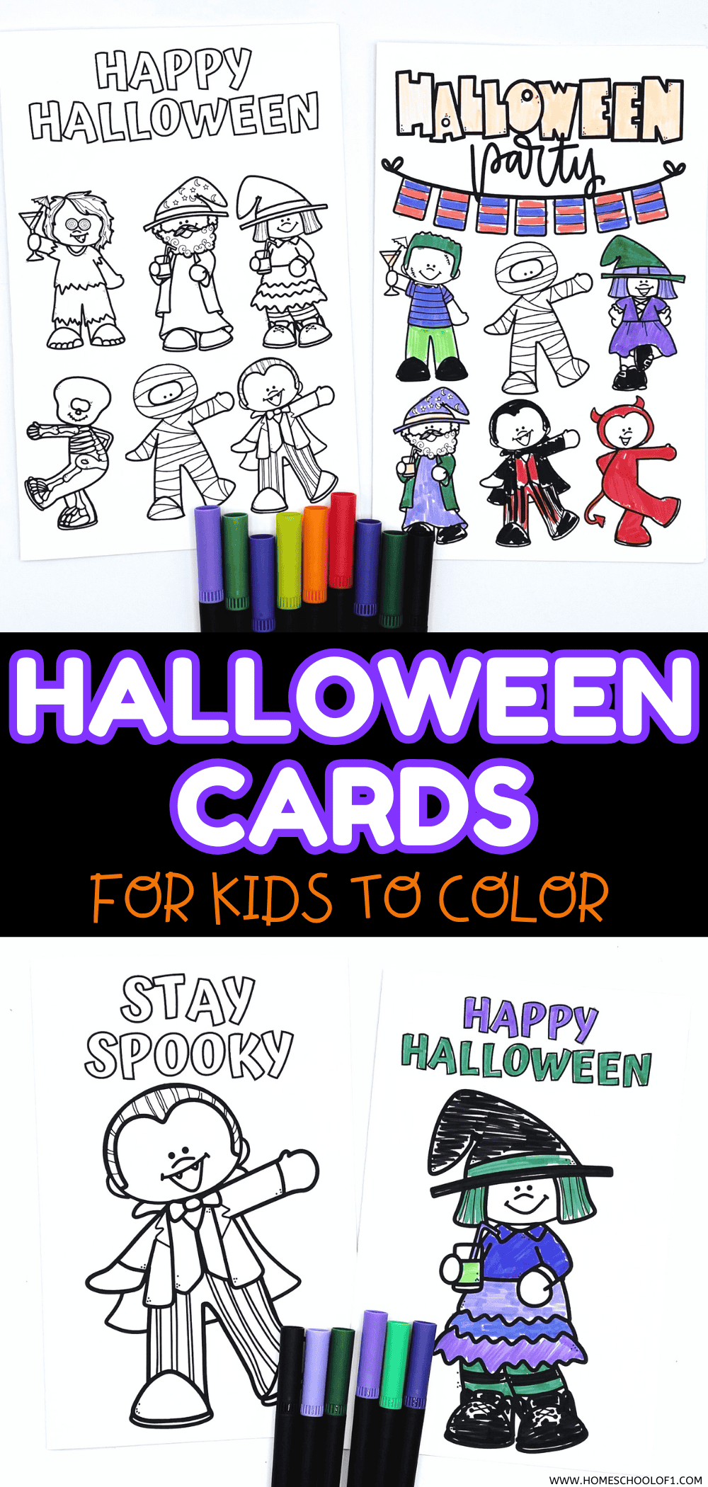 Free Printable Halloween Cards to Color