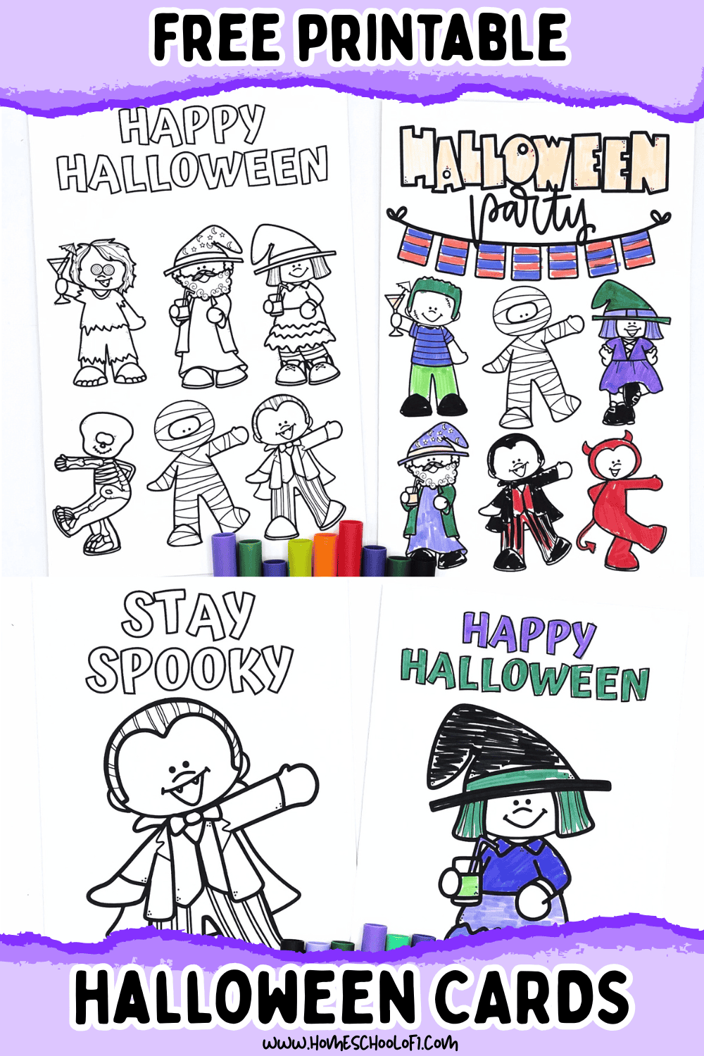 Free Printable Halloween Cards to Color