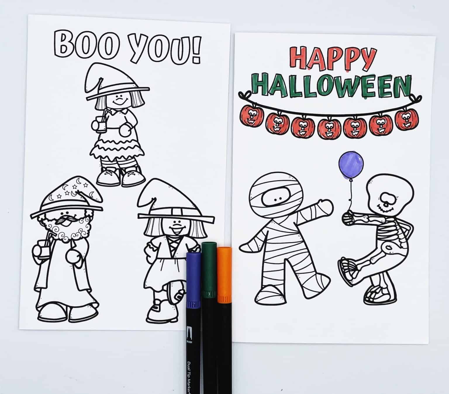 Free Printable Halloween Cards to Color