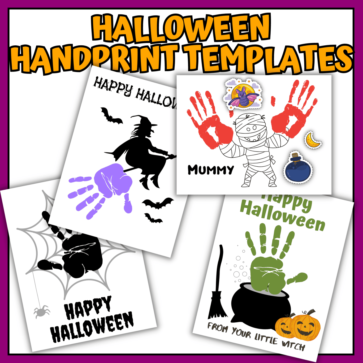 Free Witch Handprint Craft Printable for Halloween