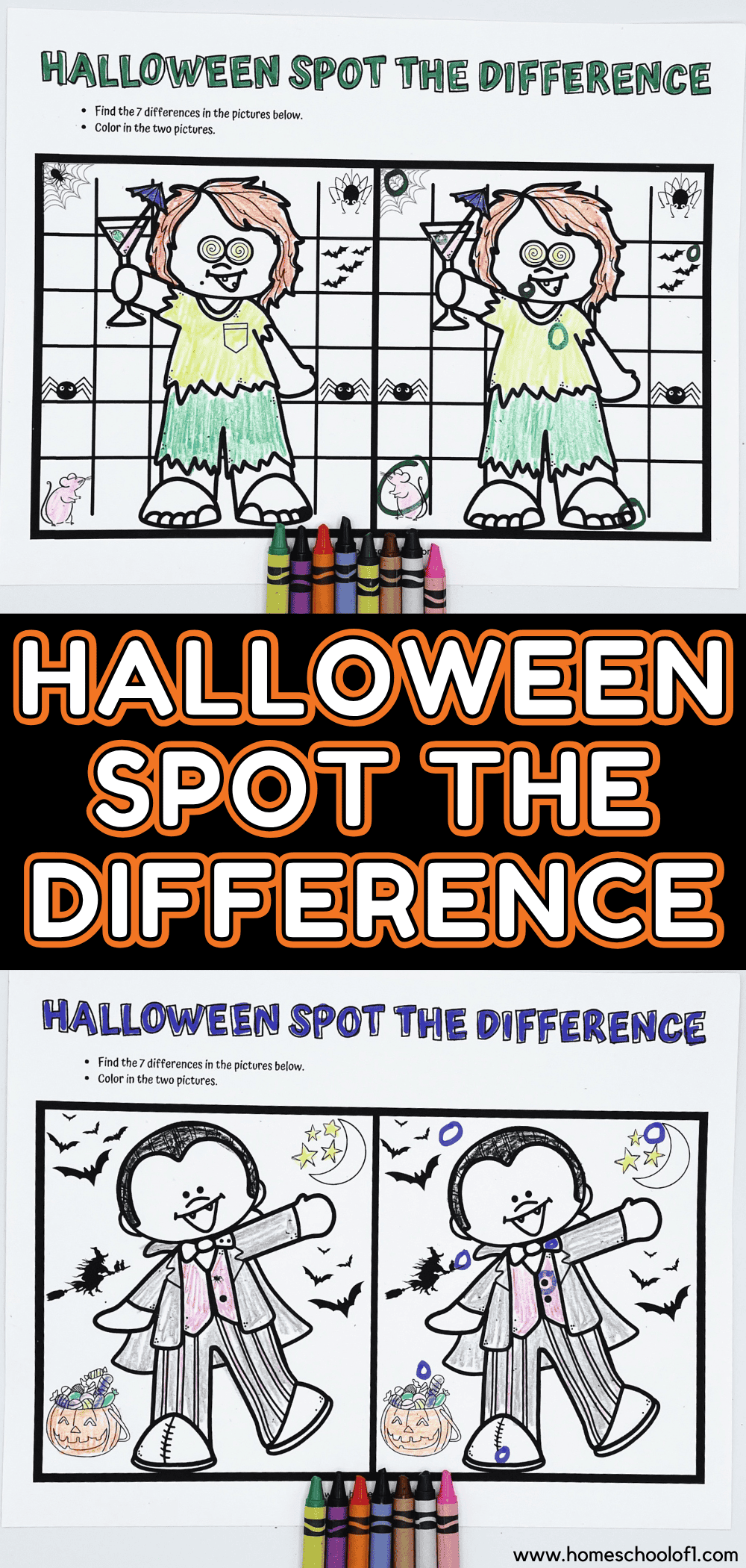 Free Halloween Spot the Difference Printable