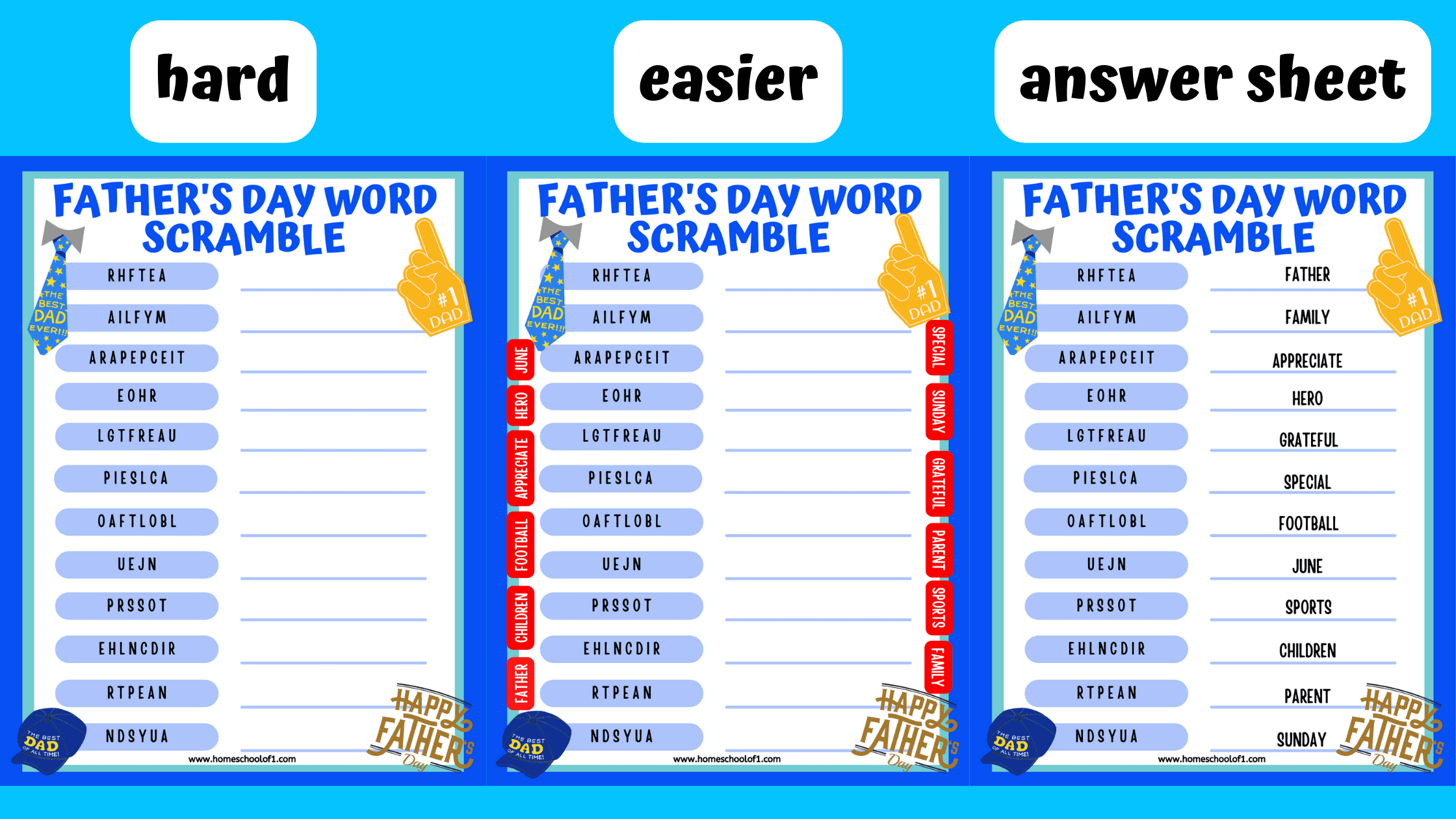 Free Father’s Day Word Scramble Printable Game