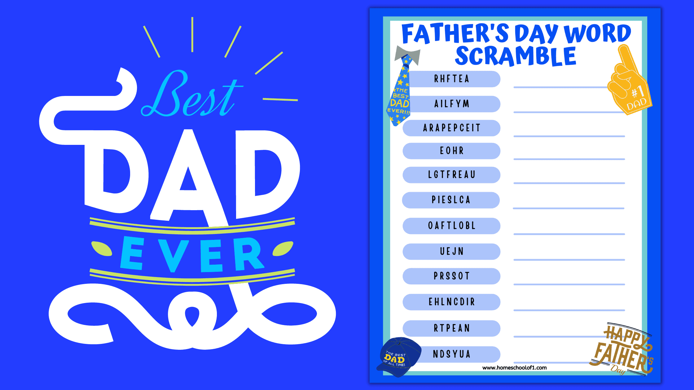 Free Father’s Day Word Scramble Printable Game