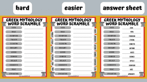 Greek Mythology Word Scramble (easy & hard version)