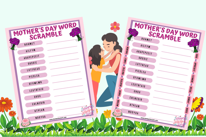 Free Mother’s Day Word Scramble Printable for Kids