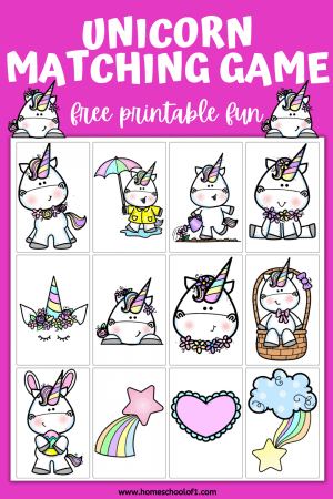 Unicorn Matching Game (free printable) - Homeschool of 1