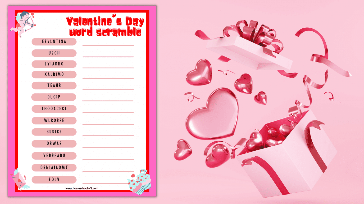 Valentine's Day Word Scramble Free Printable - Homeschool of 1