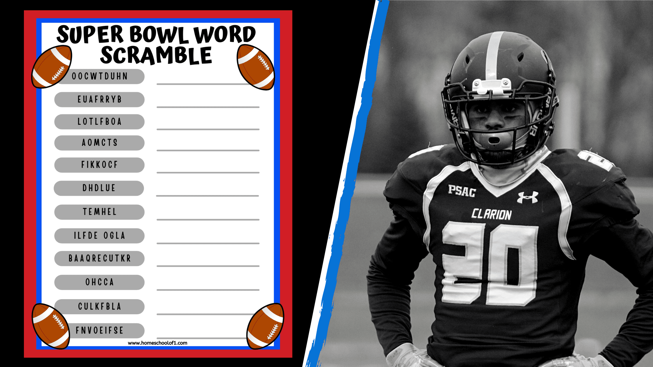 Super Bowl Word Scramble Printable (Easy & Hard Options)