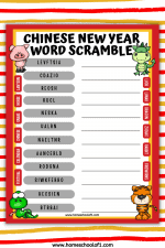 Chinese New Year Word Scramble (easy & harder versions)