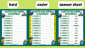 Earth Day Word Scramble (easy & hard versions)