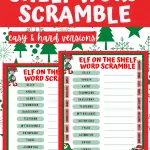 Elf on the Shelf Word Scramble (Easy & Hard Version)