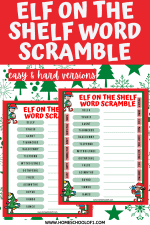 Elf on the Shelf Word Scramble (easy & hard version)