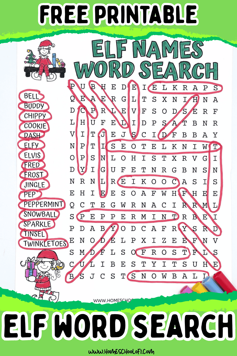 Free Printable Elf on the Shelf Word Search