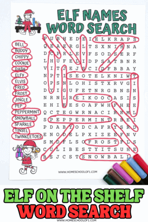 Free Printable Elf on the Shelf Word Search