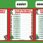 Elf on the Shelf Word Scramble (Easy & Hard Version)