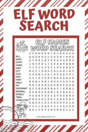 Elf Word Search - Find The Most Popular Elf Names