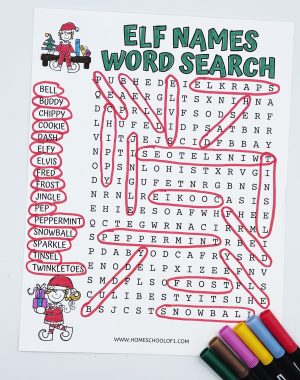 Free Printable Elf on the Shelf Word Search