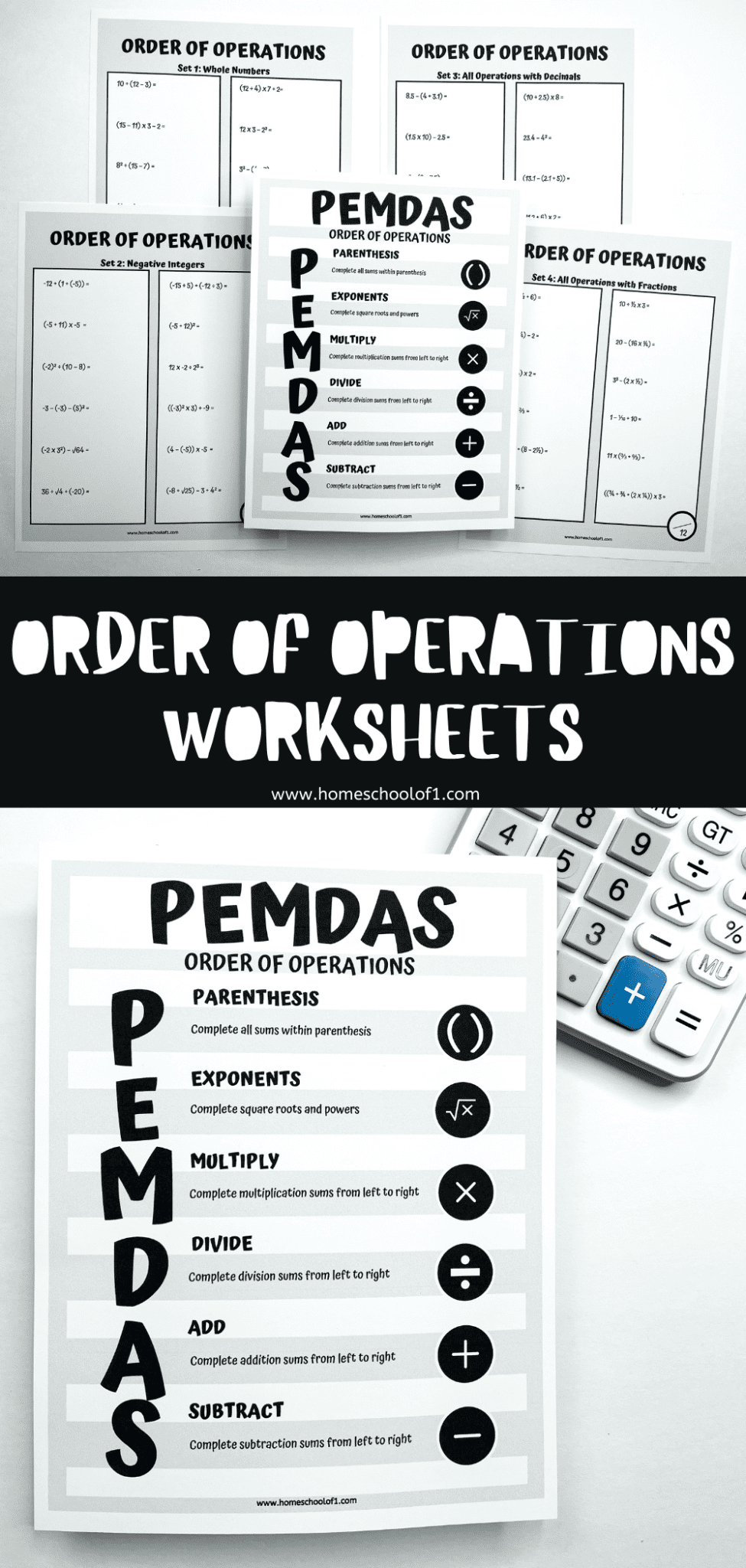 5 Free Order of Operations Worksheets