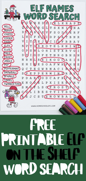 Free Printable Elf on the Shelf Word Search